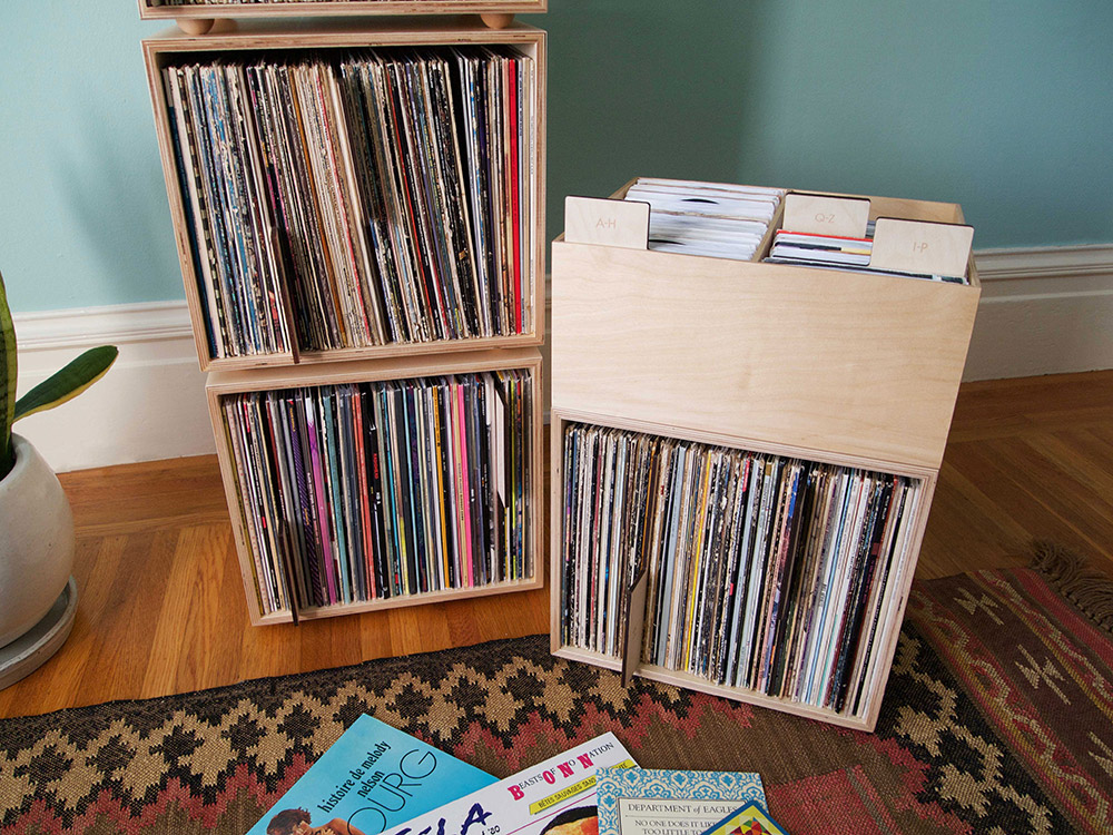 Minimal, modular wood crates for vinyl collections - mmminimal